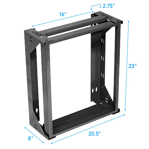 Black 12U Wall Mount Swing Out Data Rack, 8” Deep– Bridge Wholesale